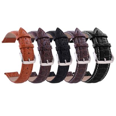 China Eraysun Cracked Round Crocodiler Pattern Cowhide Leather Watch Straps Custom Watch Band  20mm 22mm Watch Accessories for sale