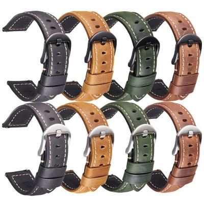 China Eraysun Leather Watch Straps Best Value Quartz Spot Goods Suitable 20 22 24 26mm Watch Men Genuine Retro Bands Rough Crazy Strap for sale