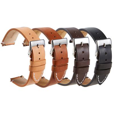 China Eraysun Watch Straps Leather Quick Brown Vintage Cow Band Bracelet 16mm18mm 20mm 22mm 24mm for Mens Women Smart Watch Bands for sale