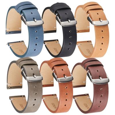 China Eraysun Leather Watch Straps Wholesale Hight Value Italian Black and Red Ladies Tooled Leather Watch Band for sale