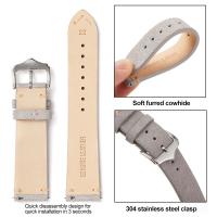 China Eraysun Leather Watch Straps Soft Wrist Watch Strap Suede Thick Hight Quality Genuine Calfskin Leather Watch Bands Saffian for sale