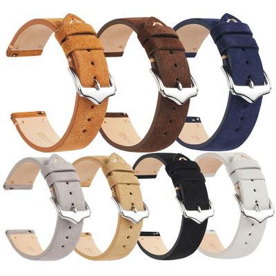 China Eraysun Leather Watch Straps Soft Wrist Watch Strap Suede Thick Hight Quality Genuine Calfskin Leather Watch Bands Saffian for sale