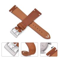 China Eraysun Leather Watch Straps Genuine Crazy Horse Black Brown Leather Watch Band 18mm 20mm 22mm Vintage Leather Watch Strap for sale