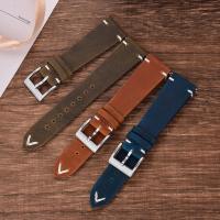 China Eraysun Leather Watch Straps Genuine Crazy Horse Black Brown Leather Watch Band 18mm 20mm 22mm Vintage Leather Watch Strap for sale