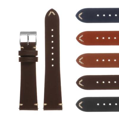 China Eraysun Leather Watch Straps Genuine Crazy Horse Black Brown Leather Watch Band 18mm 20mm 22mm Vintage Leather Watch Strap for sale