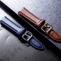 China Eraysun Leather Watch Straps 16 18 20 21 22mm Genuine Wide Leather Watch Band Soft Material Watch Band Wrist Strap for sale