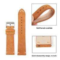 China Eraysun Leather Watch Straps Luxury Suede Watches Strap High Quality Genuine Soft Hand Sewn for 18 20 22mm Genuine Leather Band for sale