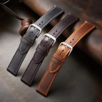 China Eraysun Leather Watch Straps High Quality Wide Vintage Tanned Genuine Luxury Wrist Smart Watch Band Leather Watch Strap for sale
