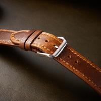 China Eraysun Leather Watch Straps High Quality Wide Vintage Tanned Genuine Luxury Wrist Smart Watch Band Leather Watch Strap for sale