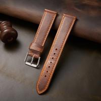 China Eraysun Leather Watch Straps High Quality Wide Vintage Tanned Genuine Luxury Wrist Smart Watch Band Leather Watch Strap for sale