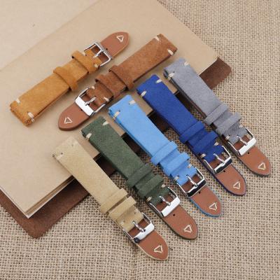 China Eraysun Leather Watch Straps Custom Soft Suede Leather Watch Band 18mm 20mm 22mm Stainless Steel Buckle Watch Accessories for sale