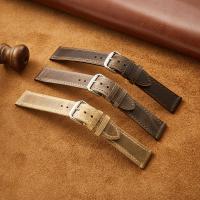 China Eraysun Leather Watch Straps High Quality Wide Vintage Smart Watch Holes Sports Breathable Leather Genuine Watch Band for sale