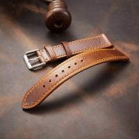 China Eraysun Leather Watch Straps High Quality Wide Vintage Smart Watch Holes Sports Breathable Leather Genuine Watch Band for sale