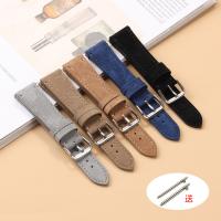 China Eraysun 20/22mm Mens Universal Brushed Genuine Leather Strap Breathable Sport Adjustable Luxury Smart Watch Band for sale