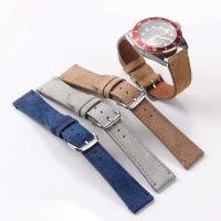China Eraysun 20/22mm Mens Universal Brushed Genuine Leather Strap Breathable Sport Adjustable Luxury Smart Watch Band for sale