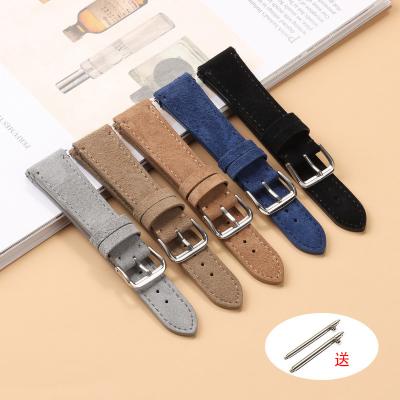 China Eraysun 20/22mm Mens Universal Brushed Genuine Leather Strap Breathable Sport Adjustable Luxury Smart Watch Band for sale