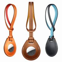 China Eraysun for AirTag Case Genuine Leather Key Ring for Apple Air Tag Keychain Cover Tracker Device Protect Sleeve Protector Bumper for sale