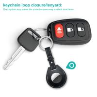China Eraysun for AirTag Case Genuine Leather Key Ring for Apple Air Tag Keychain Cover Tracker Device Protect Sleeve Protector Bumper for sale