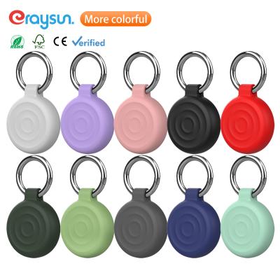 China Eraysun Silicone Protective Case Keychain Anti-lost Tracker Cover Waterproof Holder Shell for Apple AirTag Tracker Accessories for sale