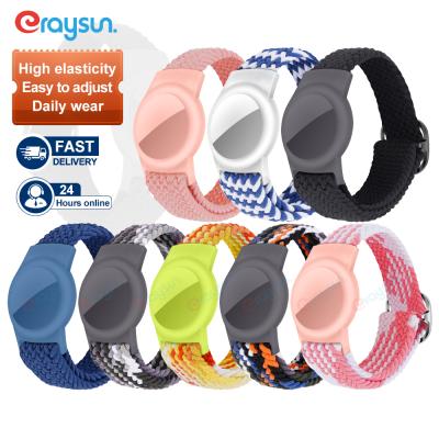 China Eraysun for Apple AirTags Kids Wristband Braided Band Anti-Scratch Cover for Air Tag GPS Tracker Holder Watch Strap Bracelet for sale