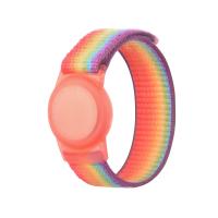 China Eraysun for Air Tags Kids Wristband Nylon 20mm Sport Loop Anti-Scratch Cover GPS Tracker Holder Bracelet Watch Strap for sale
