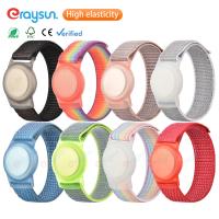 China Eraysun for Air Tags Kids Wristband Nylon 20mm Sport Loop Anti-Scratch Cover GPS Tracker Holder Bracelet Watch Strap for sale