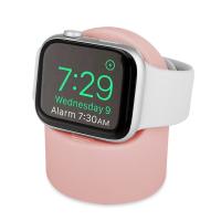 China Eraysun Oval Smart Watch Charging Stand for Apple Watch Charging Dock Silicone Holder Desktop Stands for sale