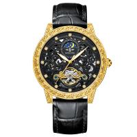 China Premium Men's Luxury Sun Moon and Stars Diamond Waterproof Leather Men Business Tourbillon Automatic Mechanical Watches for sale