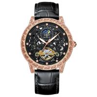 China Premium Men's Luxury Sun Moon and Stars Diamond Waterproof Leather Men Business Tourbillon Automatic Mechanical Watches for sale
