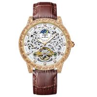 China Premium Men's Luxury Sun Moon and Stars Diamond Waterproof Leather Men Business Tourbillon Automatic Mechanical Watches for sale