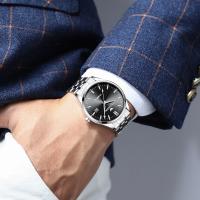 China Men's Quartz Watch Business Trend Waterproof Stainless Steel Watch Casual with Calendar Ultra Thin Men's Quartz Watches for sale