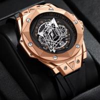 China Men's Wristwatch Fashion Trend Hollow Dial Luminous Waterproof Silicone Strap Casual Custom Trend Design Quartz Watches for Men for sale