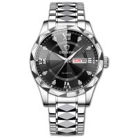 China Luxury Men's Quartz Watches Waterproof Week Date Relojes Hombre Luxury Luminous Hands Stainless Steel Band Wrist Watch Ladies for sale