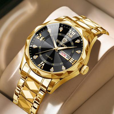 China Luxury Men's Quartz Watches Waterproof Week Date Relojes Hombre Luxury Luminous Hands Stainless Steel Band Wrist Watch Ladies for sale