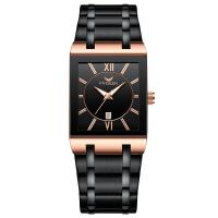 China High Quality Stainless Steel Strap Women Quartz Rose Gold Square Design Fashion Luxury Business Luminous Ladies Quartz Watches for sale