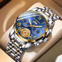 China Luxury Stainless Steel Band Business Waterproof Multifunction Trend Design Automatic Watch Men's Calendar for Men Quartz Watches for sale
