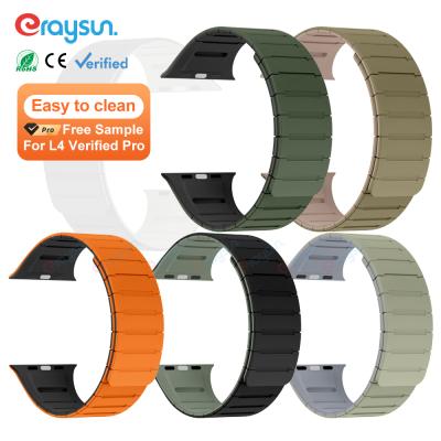 China Eraysun Strong Magnetic Silicone Watch Band Sport I Watch Straps 10/9/8 Ultra 2 42/44/45/49mm Men Woman for Apple Watch Band for sale