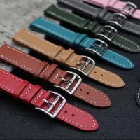 China Eraysun Cowhide Single Loop Bracelet Leather Watch Straps With Logo Customization Plain Real Top Grain Leather Gear Watch Band for sale