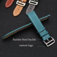 China Eraysun Cowhide Single Loop Bracelet Leather Watch Straps With Logo Customization Plain Real Top Grain Leather Gear Watch Band for sale
