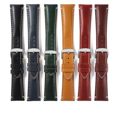 China Eraysun Handmade Shell Cordovan Tapered Genuine Leather Vintage Style Watch Bands 20/22/24mm Luxury Wrist Mens Watch Bands for sale