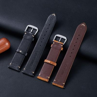 China Eraysun Custom Leather Belts 18mm 19mm 20mm 21mm 22mm Mens Women Wrist Watch Band Real Genuine Handmade Watch Leather Bands for sale