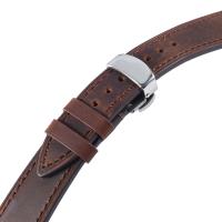 China Eraysun New Arrive Vintage Quick Release Genuine Cow Leather Wrist Watch Bands  Deployment Buckle Leather Watch Strap for sale