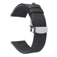 China Eraysun New Arrive Vintage Quick Release Genuine Cow Leather Wrist Watch Bands  Deployment Buckle Leather Watch Strap for sale
