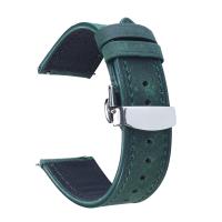 China Eraysun New Arrive Vintage Quick Release Genuine Cow Leather Wrist Watch Bands  Deployment Buckle Leather Watch Strap for sale