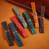 China Eraysun New Arrive Vintage Quick Release Genuine Cow Leather Wrist Watch Bands  Deployment Buckle Leather Watch Strap for sale