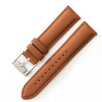 China Eraysun Custom Brown Genuine Leather Quick Release Watch Band Plain for Men and Women 22mm 24mm Cowhide Leather Watch Straps for sale