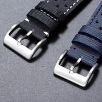 China Eraysun Rally Hybrid Nylon Leather Smartwatch Watch Band Breathable Holes Adjustable 18mm 20mm 22mm Mens for sale