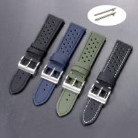 China Eraysun Rally Hybrid Nylon Leather Smartwatch Watch Band Breathable Holes Adjustable 18mm 20mm 22mm Mens for sale
