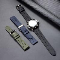 China Eraysun Rally Hybrid Nylon Leather Smartwatch Watch Band Breathable Holes Adjustable 18mm 20mm 22mm Mens for sale