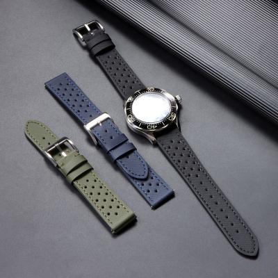 China Eraysun Rally Hybrid Nylon Leather Smartwatch Watch Band Breathable Holes Adjustable 18mm 20mm 22mm Mens for sale
